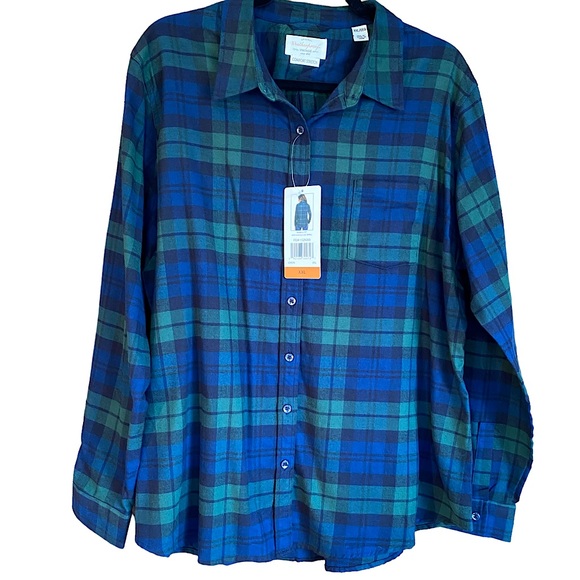 Weatherproof | Tops | Weatherproof Vintage Blue Green Plaid Flannel Button Down Sz Xxl | Poshmark